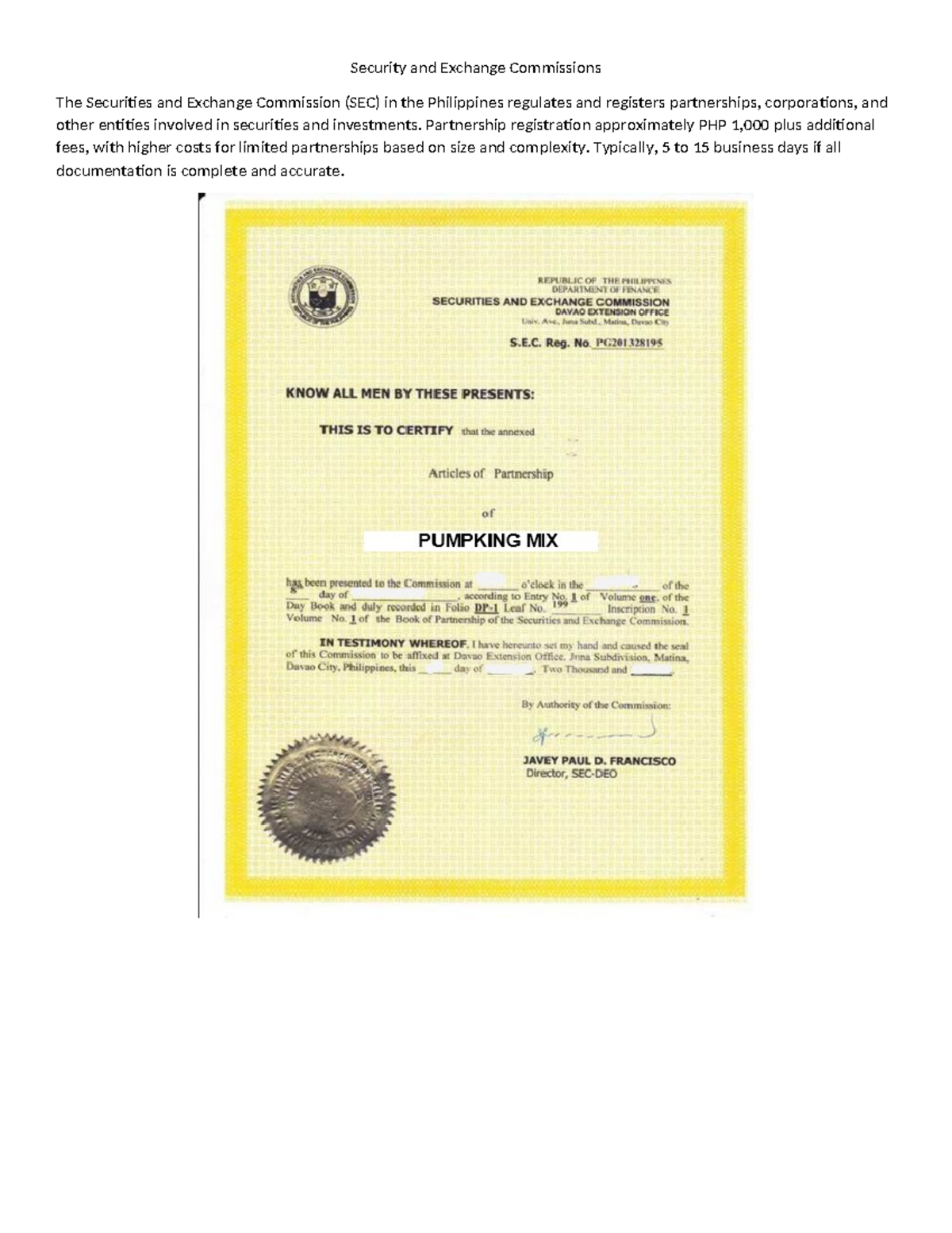 Revision- Legal - Security and Exchange Commissions The Securities and ...