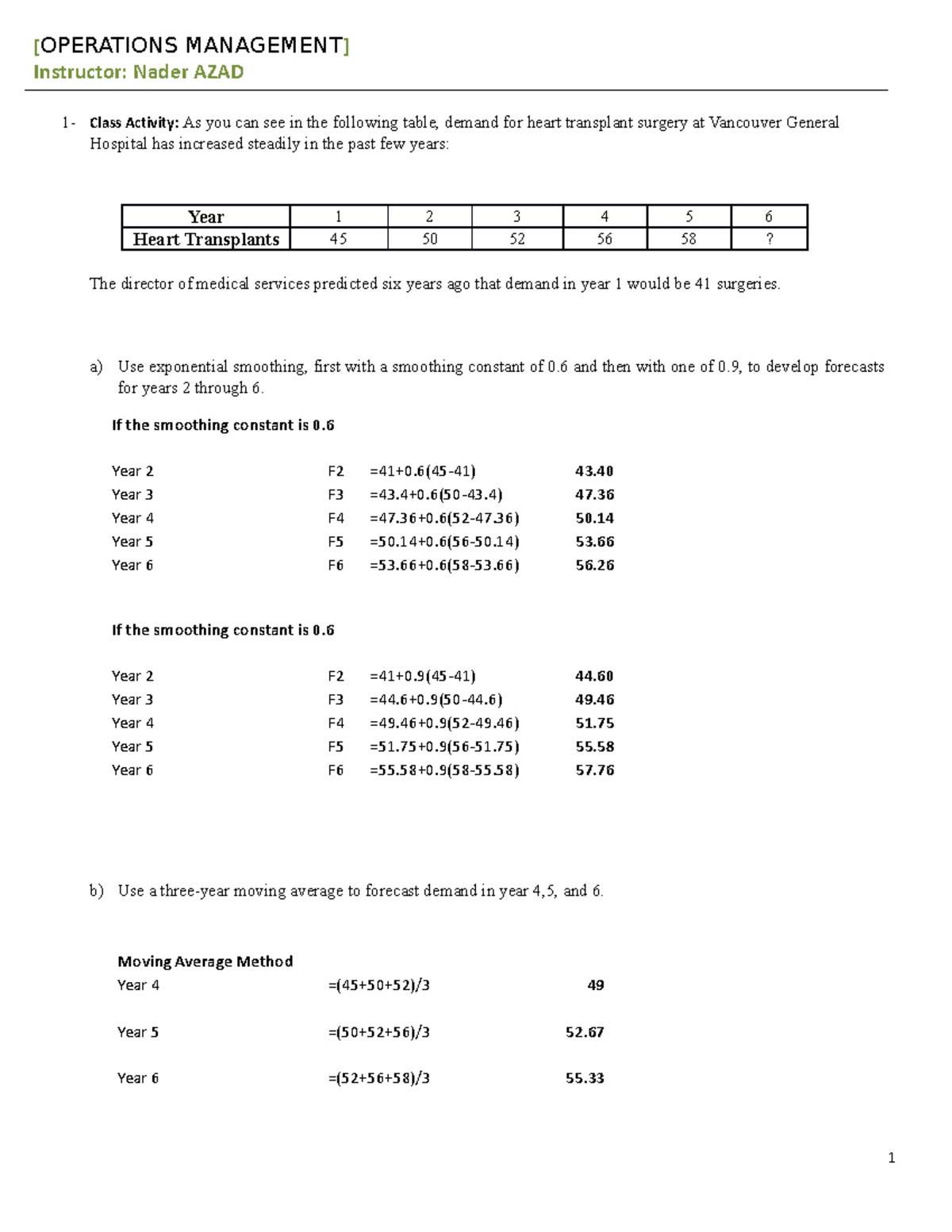 Class Activity-Week 2 - Week 2 exercise - Instructor: Nader AZAD 1- Class Activity: As you can ...