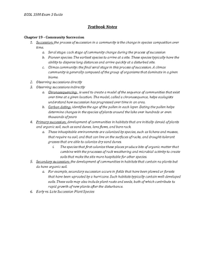 ECOL 3500 Review - Review Questions: Unit 1 ECOL What are the ...