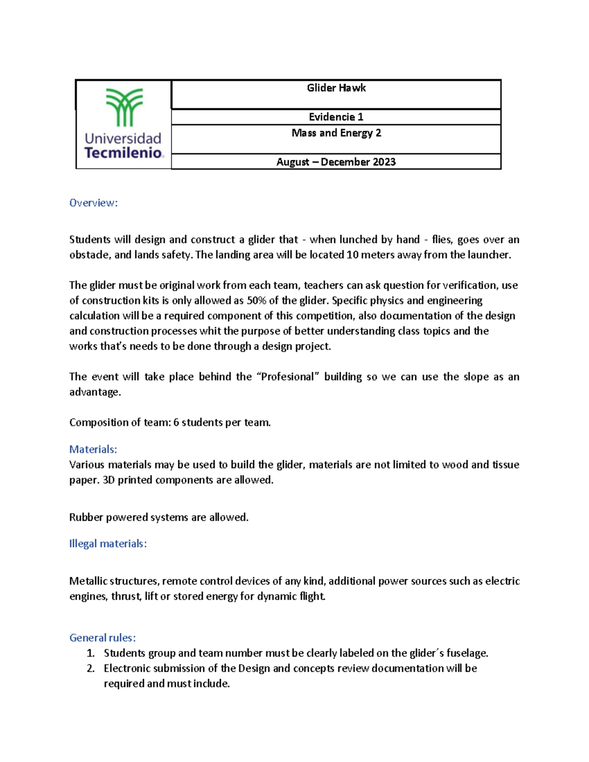 Glider Hawk - Planos planeador - Glider Hawk Evidencie 1 Mass and ...