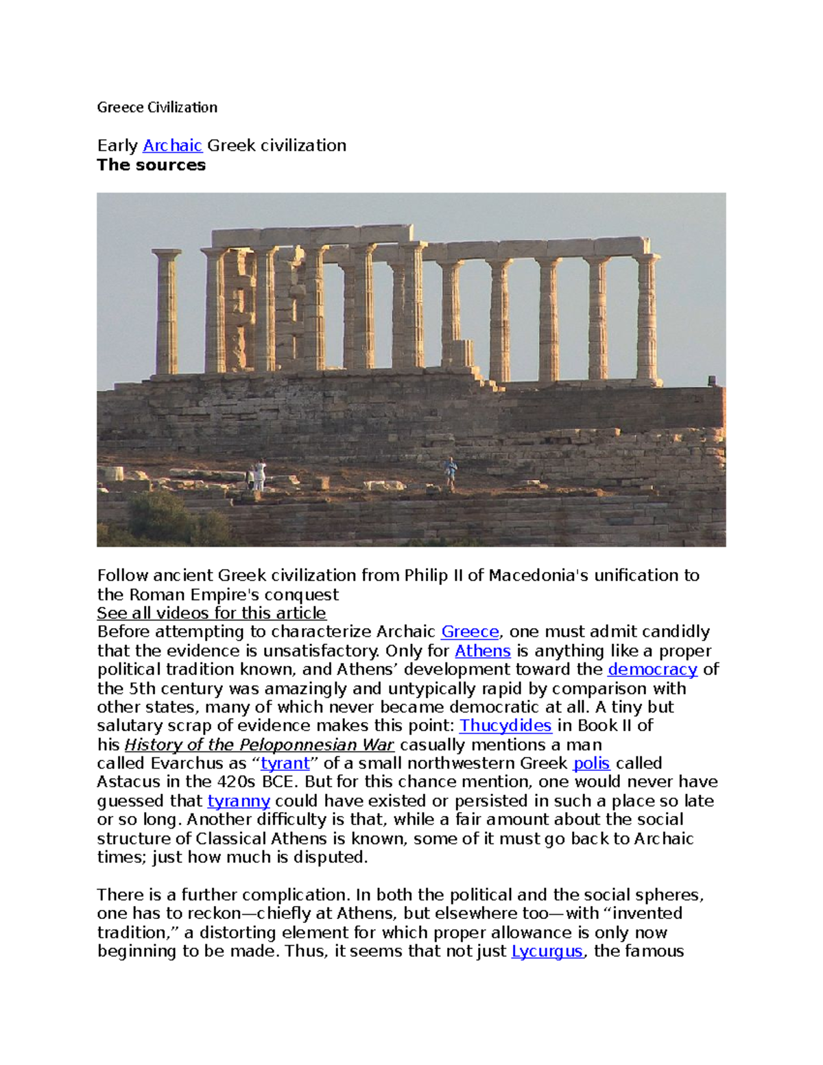 Greece Civilization - Greece Civilization Early Archaic Greek ...