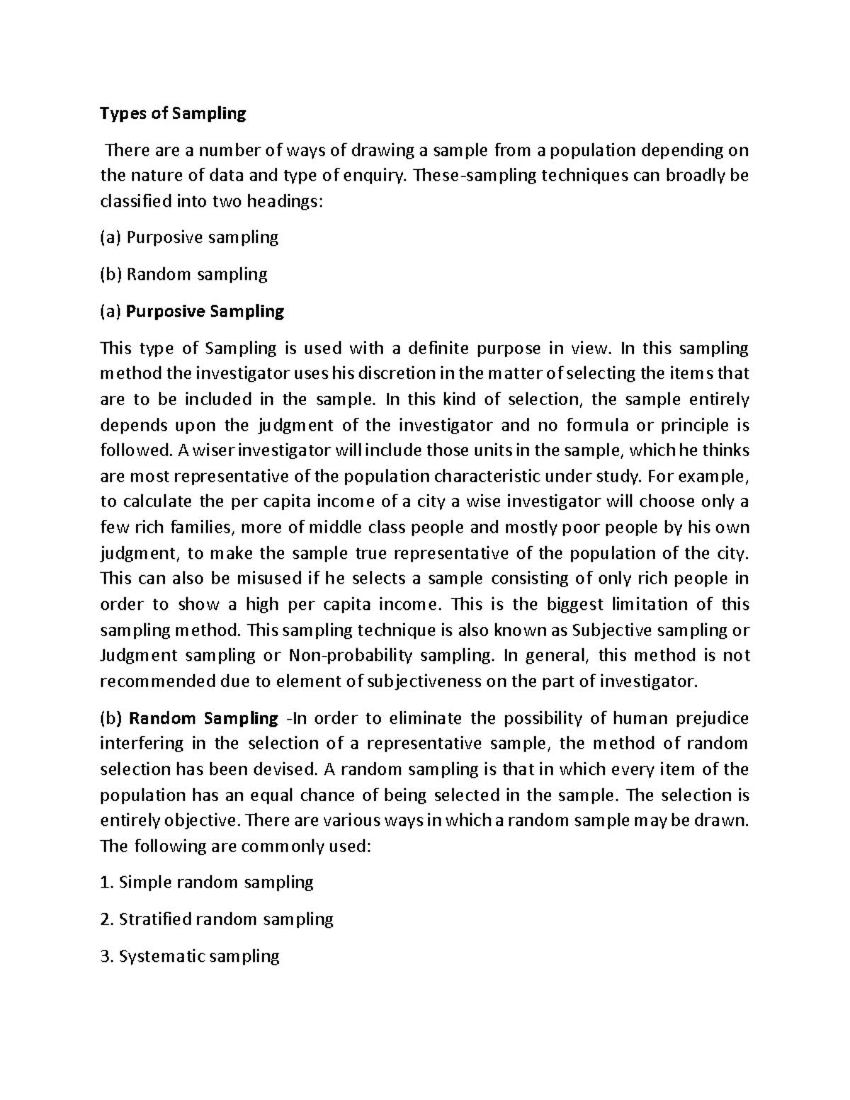 Purposive and random sampling - Types of Sampling There are a number of ...