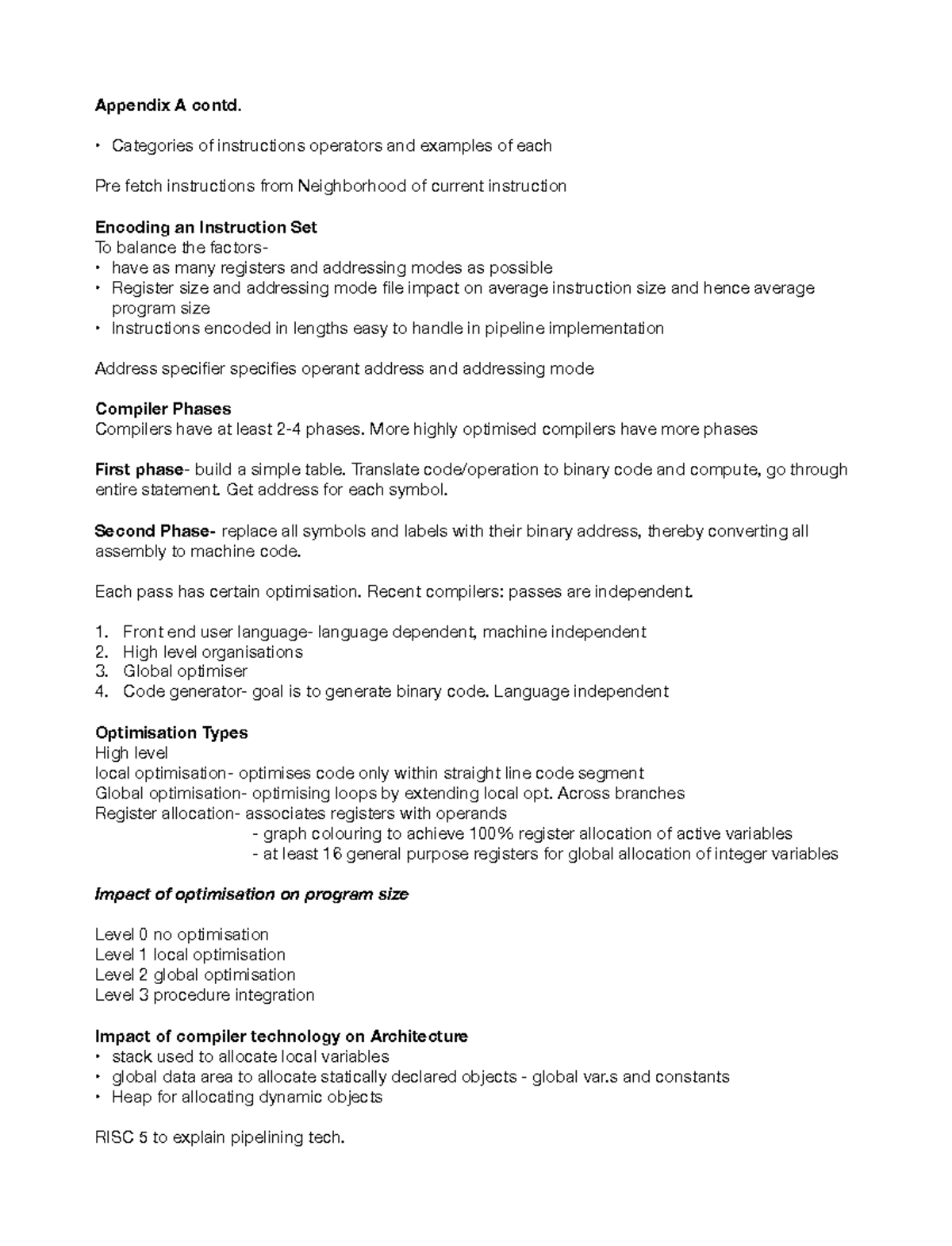 Architectures Lecture 4 Appendix A Contd Categories Of Instructions Operators And Examples