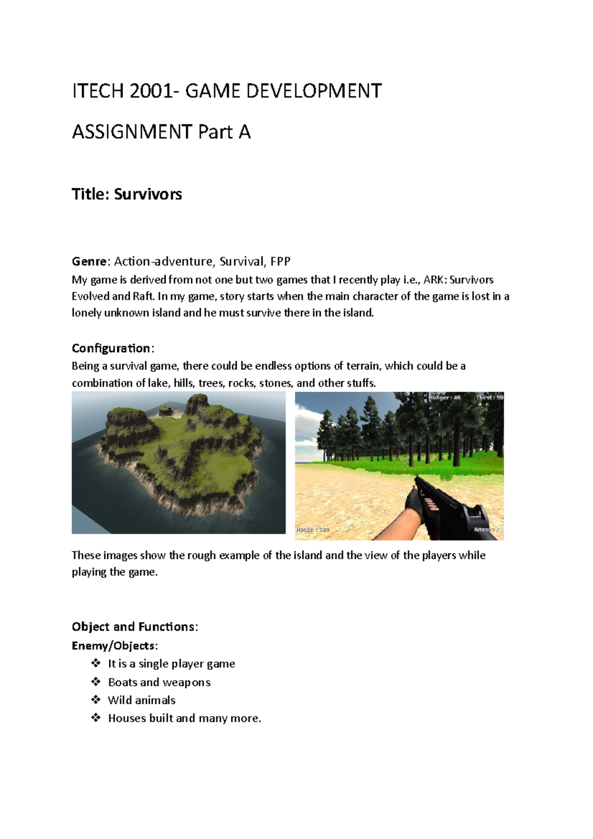 Itech 2001 assignment A - ITECH 2001- GAME DEVELOPMENT ASSIGNMENT Part ...