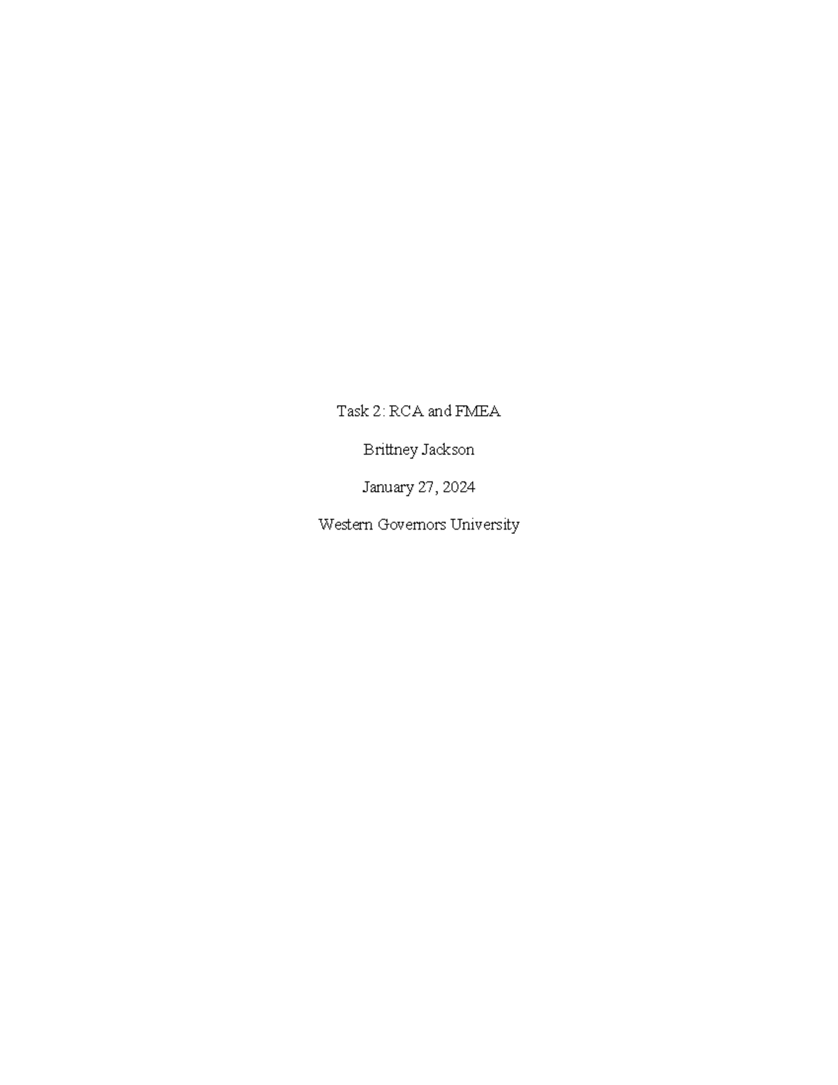Task 2 RCA and FMEA - Task 2 RCA and FMEA - Task 2: RCA and FMEA ... Task 2 RCA and FMEA - Task 2 RCA and FMEA - Task 2: RCA and FMEA ...