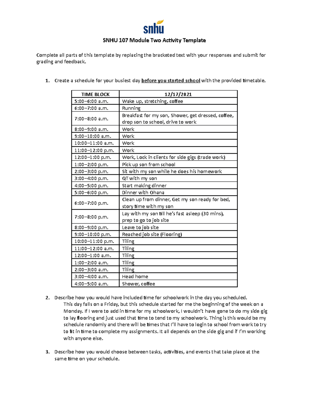 SNHU 107 Module Two Activity Template - SNHU 107 Module Two Activity ...