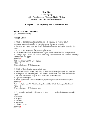 Cell Signaling MCQ - Chapter 11 Multiple Choice Practice Test Multiple ...