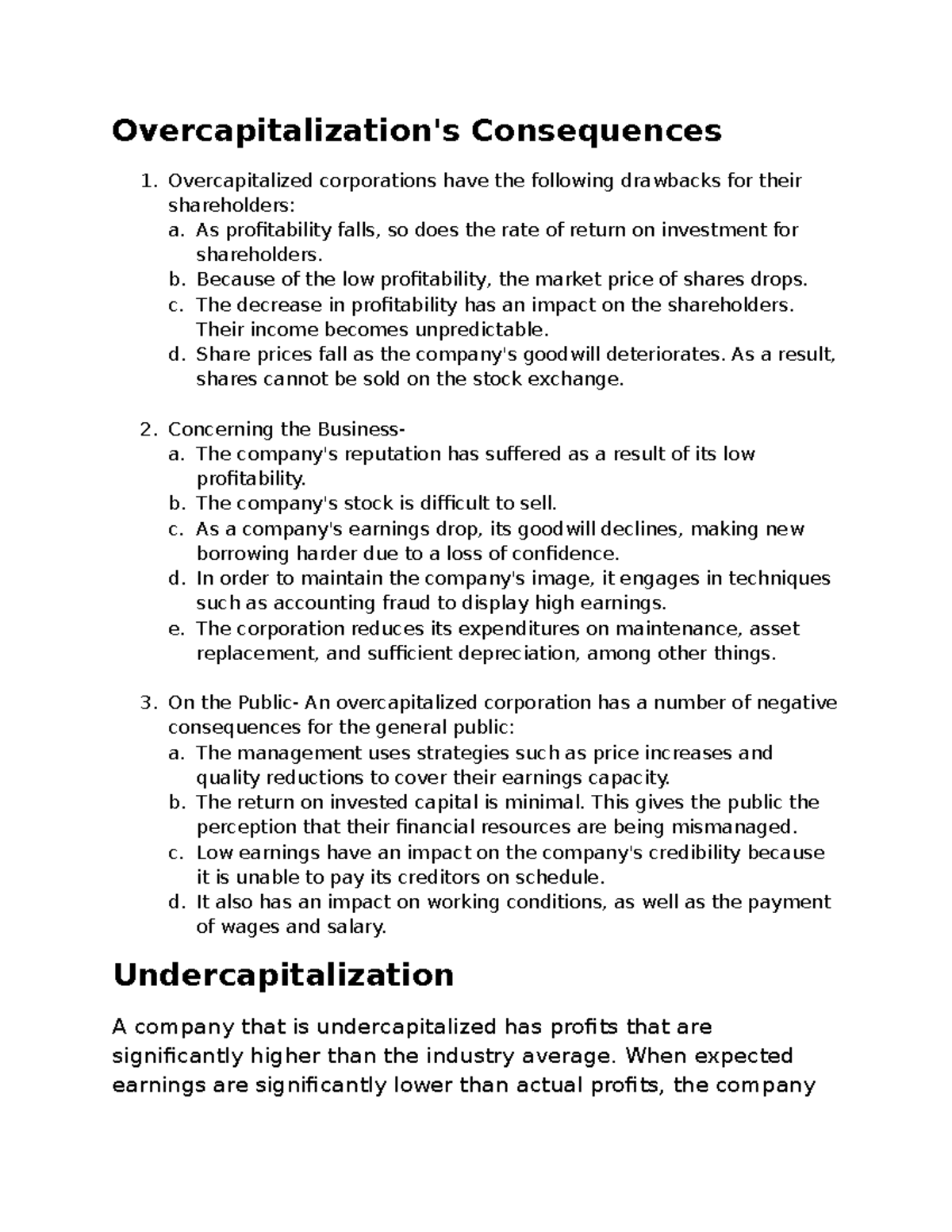 Overcapitalization - When a company's debt and equity values exceed the ...