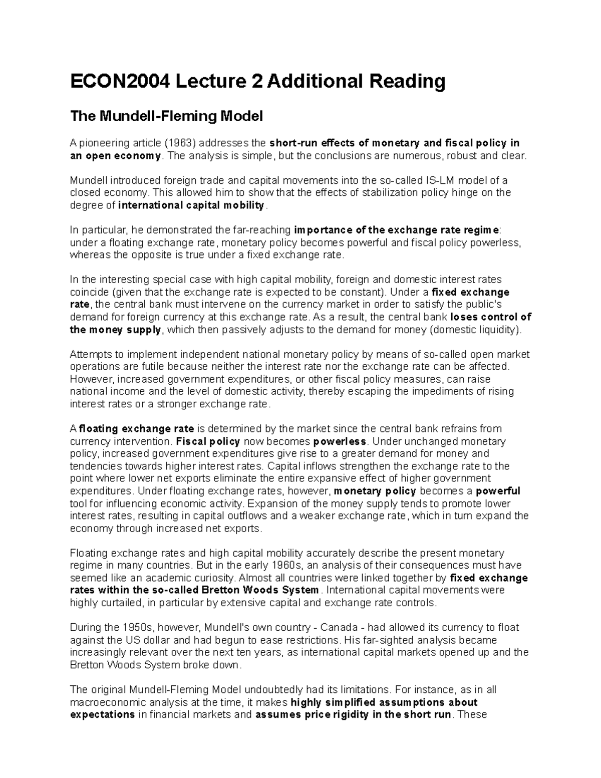 ECON2004 Term 2 Lecture 2 Additional Reading - ECON2004 Lecture 2 Additional Reading The - Studocu