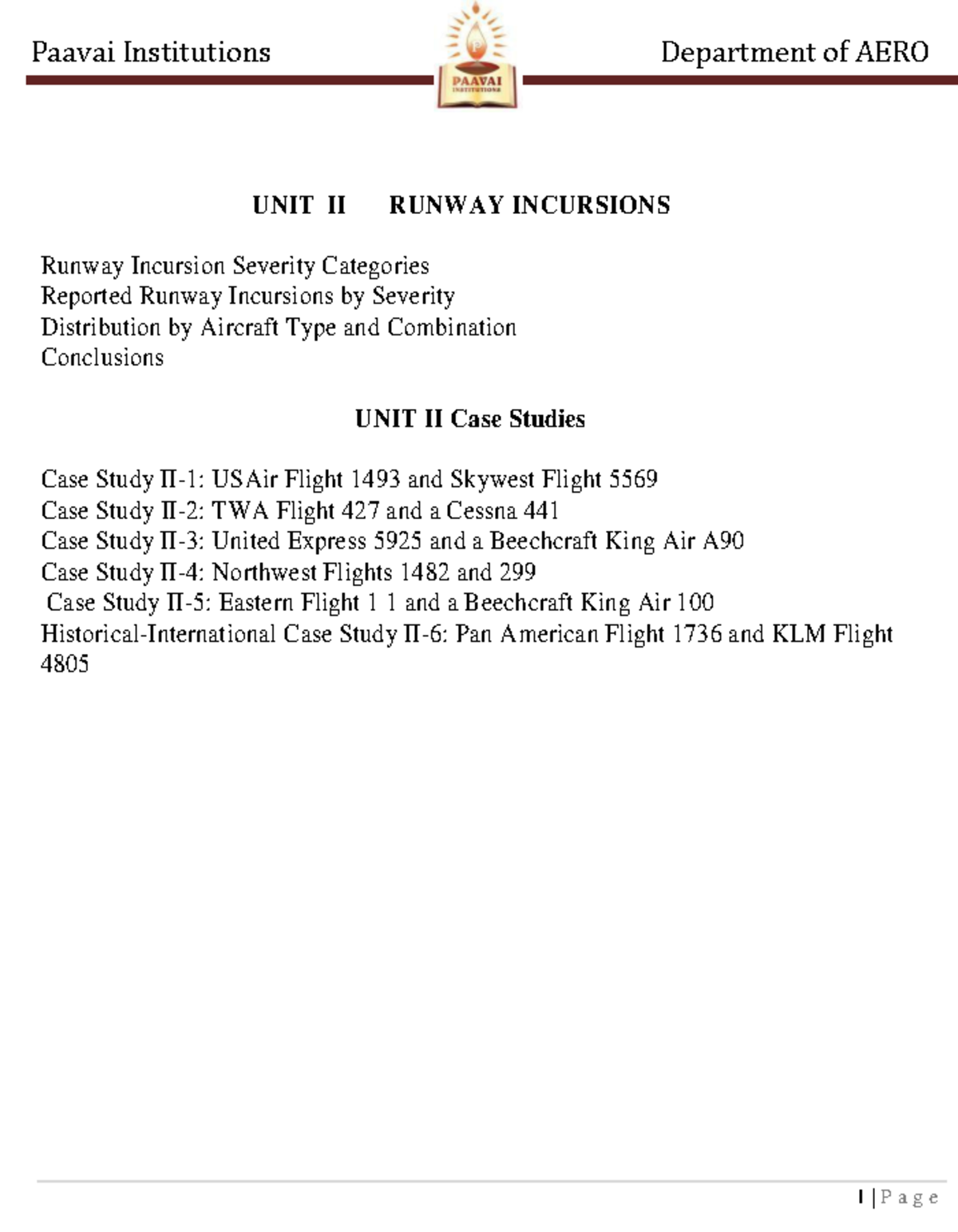 UNIT II Runway Incursions ct - UNIT II RUNWAY INCURSIONS Runway ...