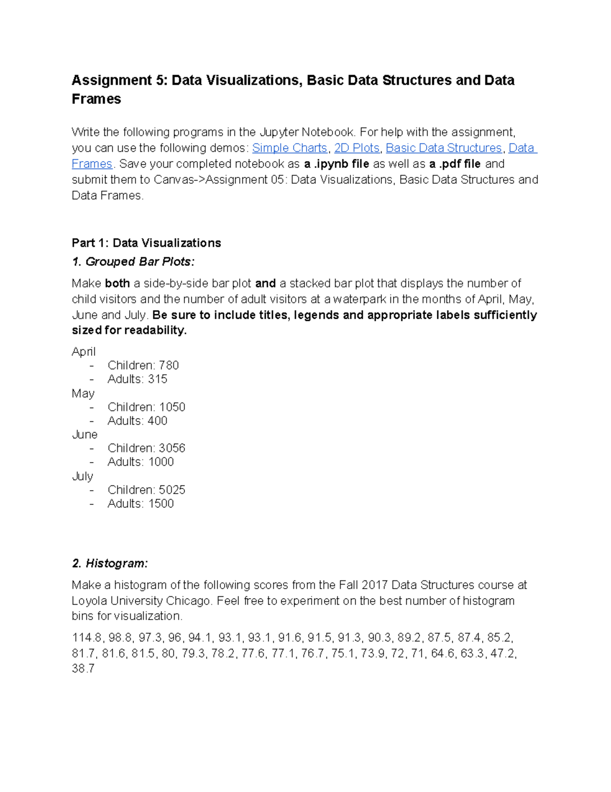Assignment 5 - learning - Assignment 5: Data Visualizations, Basic Data Structures and Data ...