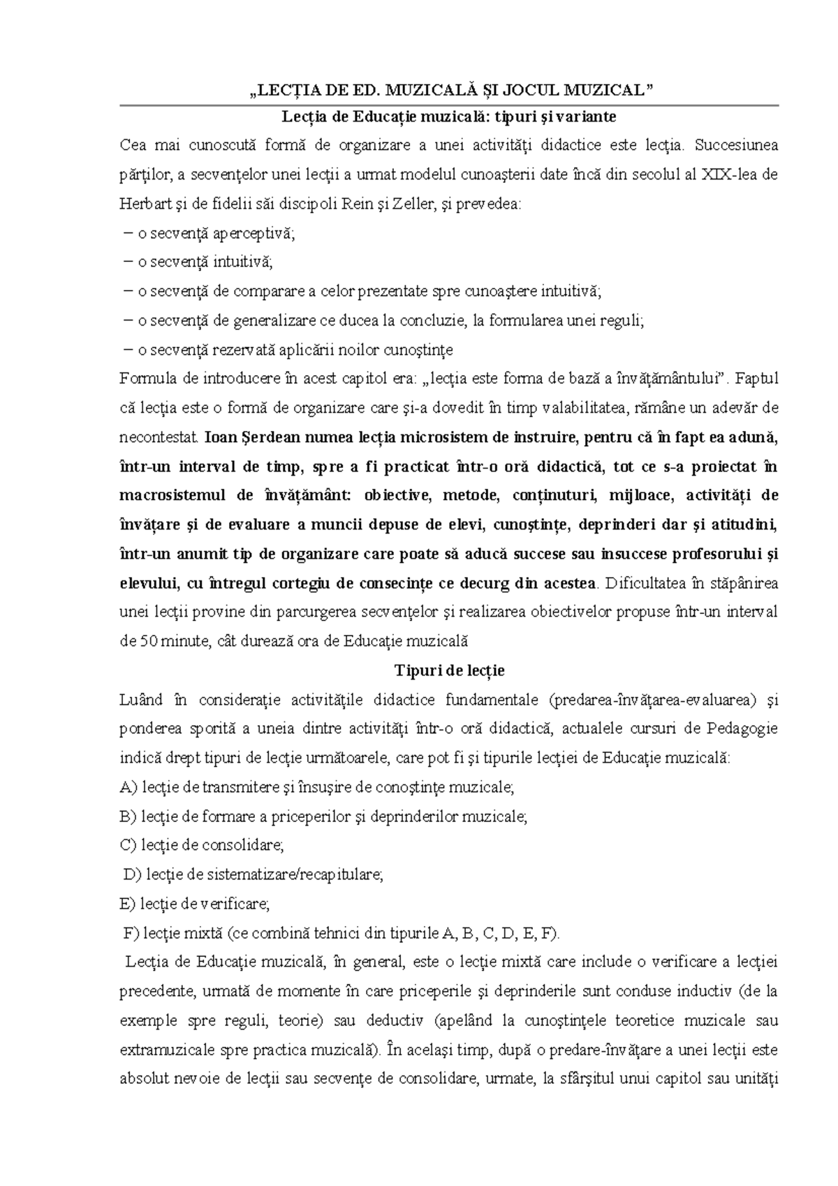 LECȚIA DE ED. MuzicalĂ ȘI Jocul Muzical - „LECȚIA DE ED. MUZICALĂ ȘI ...