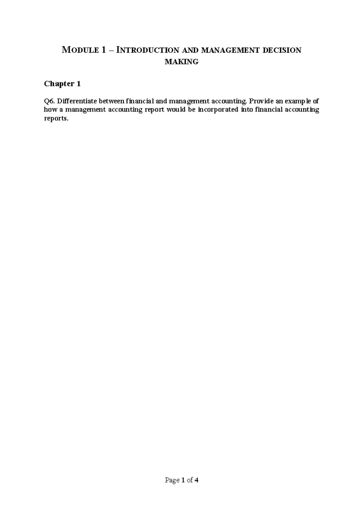 Module 1 Tutorial Question Module 1 Introduction And Management Decision Making Chapter 1 Q6 6522