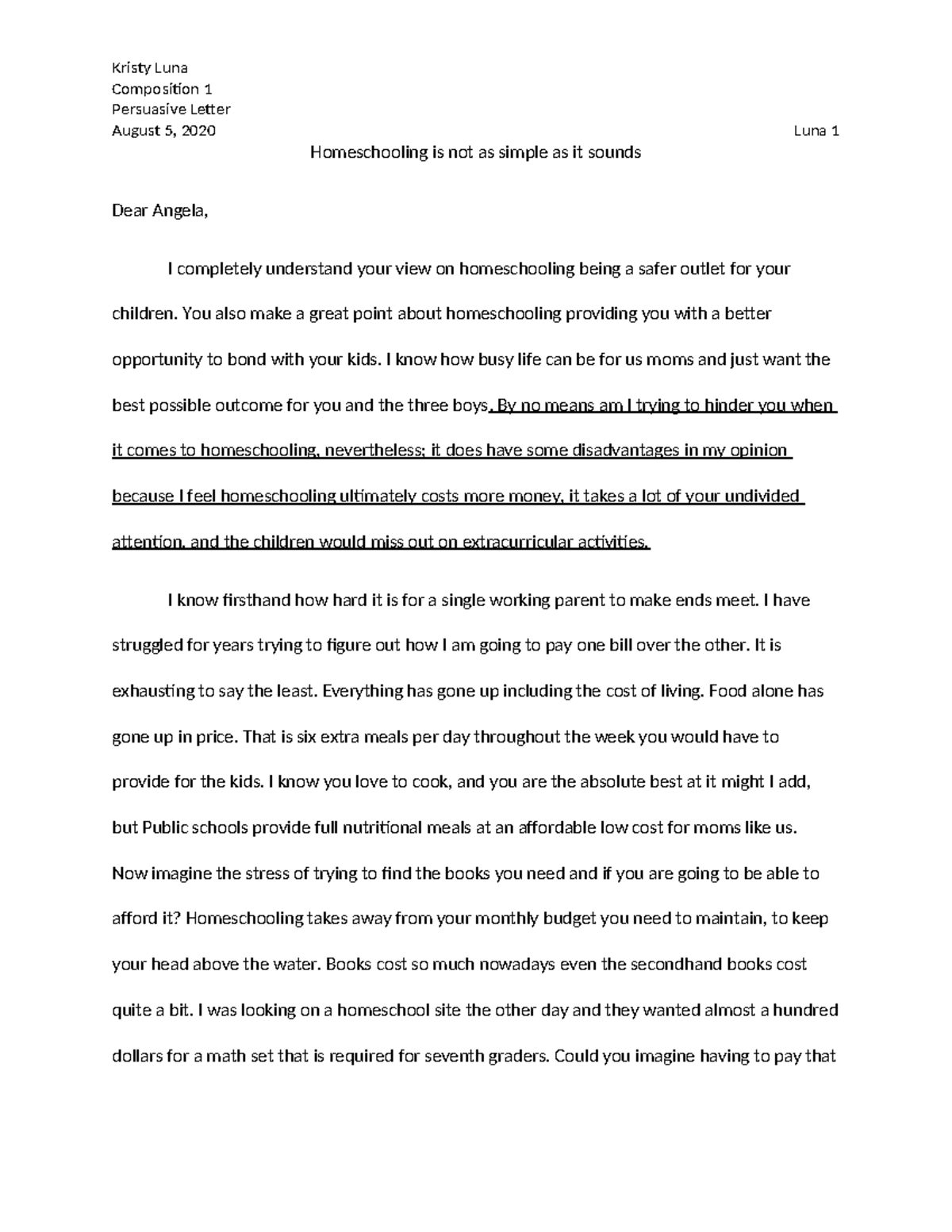 Document 4 persuasive final draft - Kristy Luna Composition 1 ...