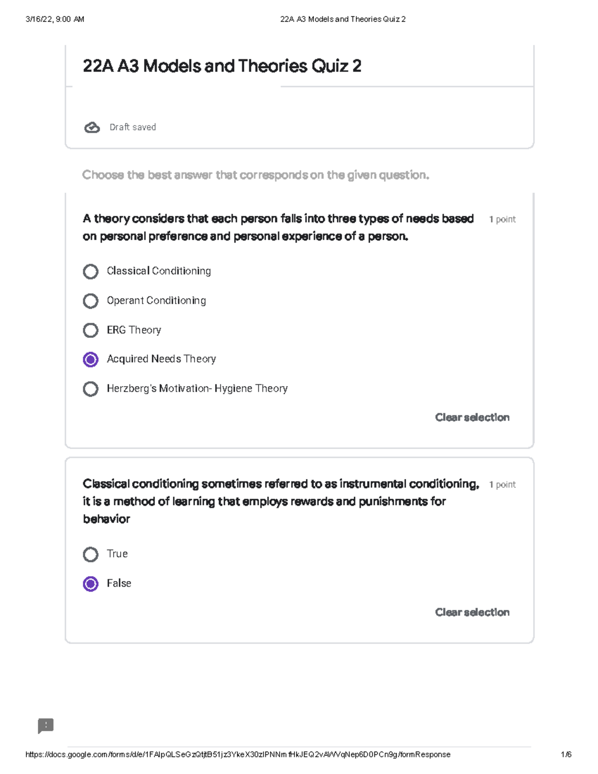 22A A3 Models and Theories Quiz - Choose the best answer that ...
