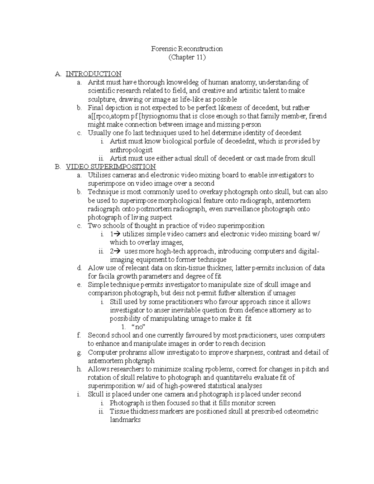 Forensic Reconstruction - Forensic Reconstruction (Chapter 11) A ...