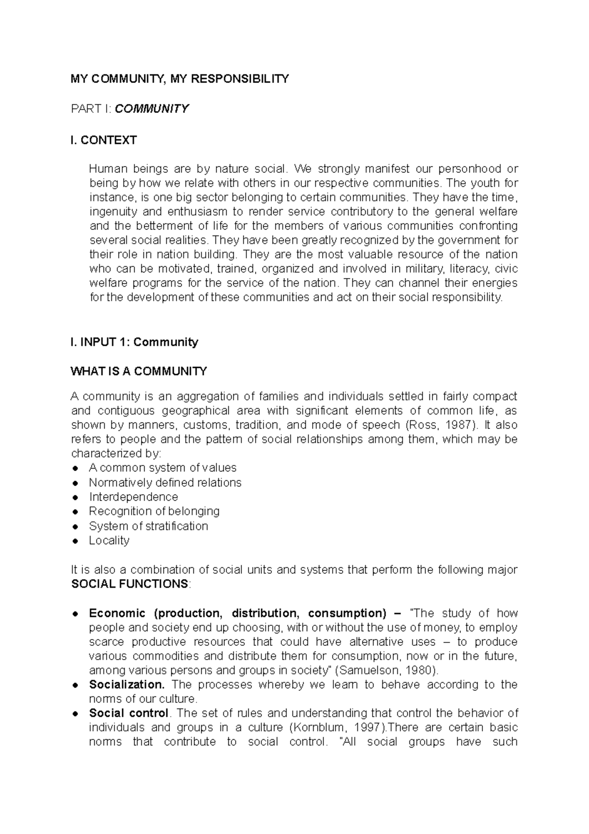 My Community, My Responsibility - MY COMMUNITY, MY RESPONSIBILITY PART ...