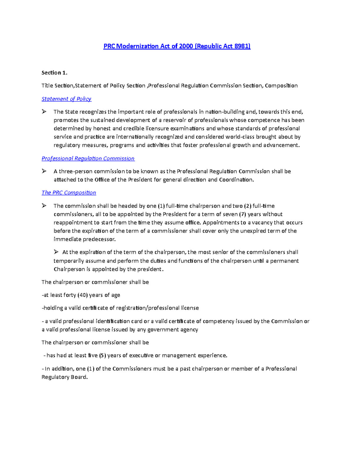 PRC-DOCS - legal pharmacy 2.0 - PRC Modernization Act of 2000 (Republic ...