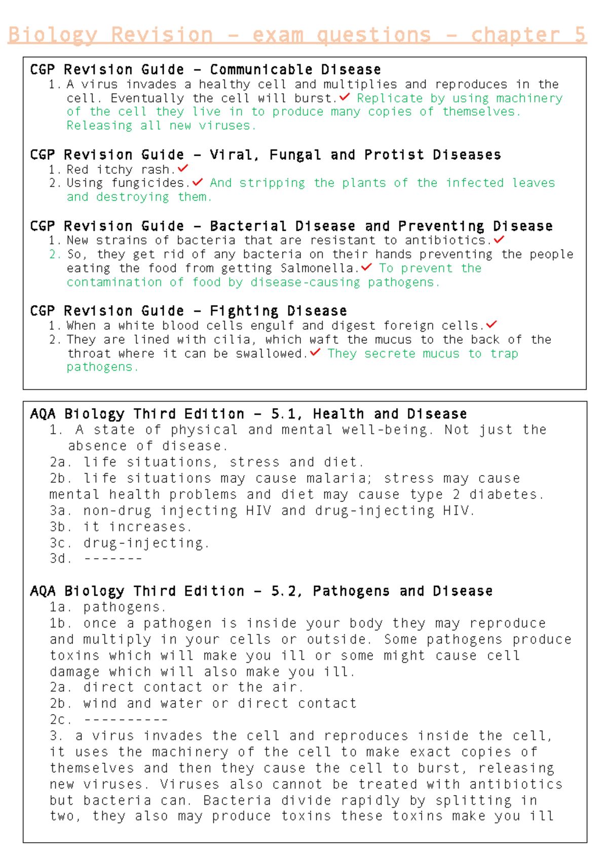 bio revision questions on multiple topics in AQA Biology GCSE from ...