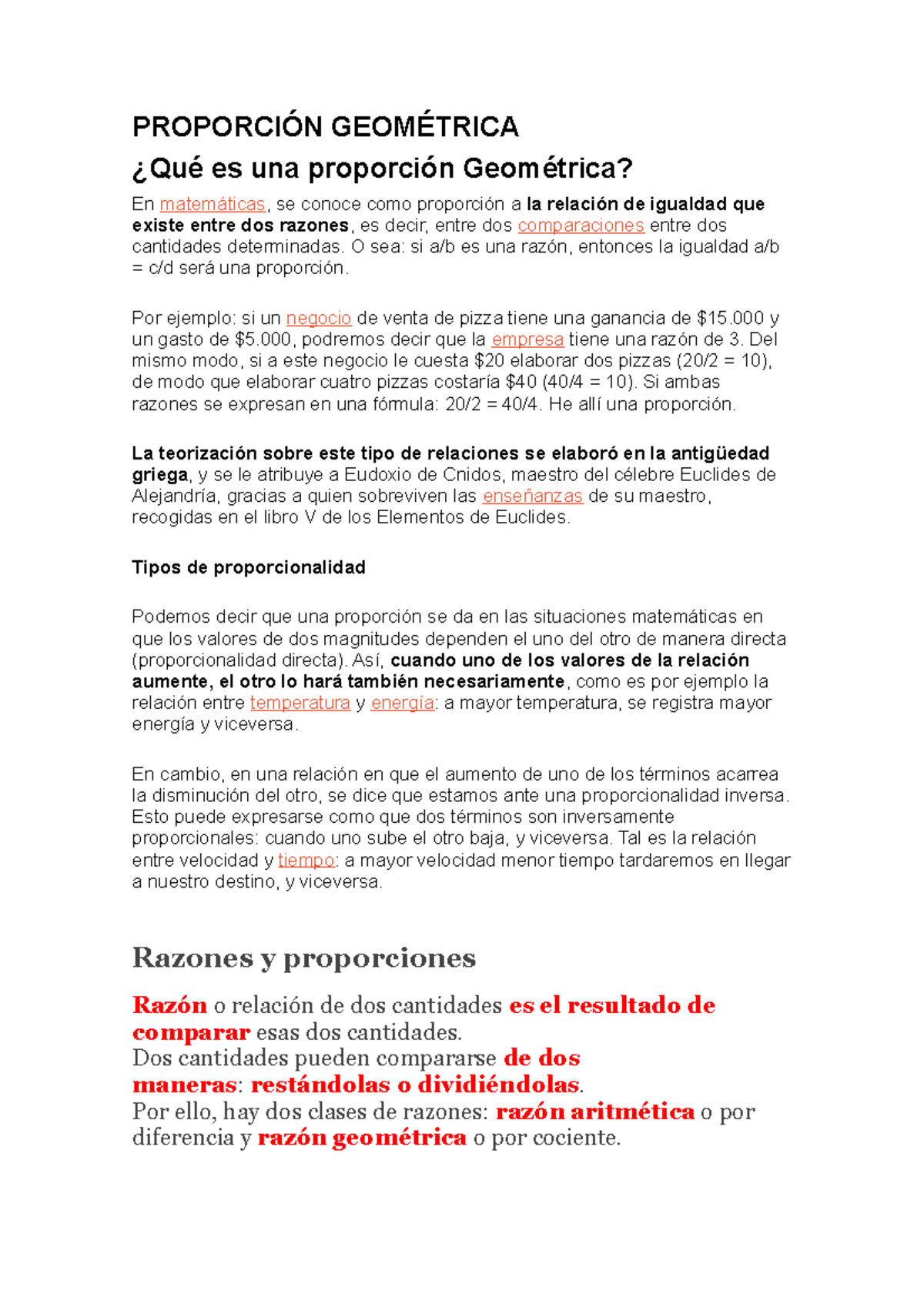 Proporción Geométrica - PROPORCIÓN GEOMÉTRICA ¿Qué es una proporción ...