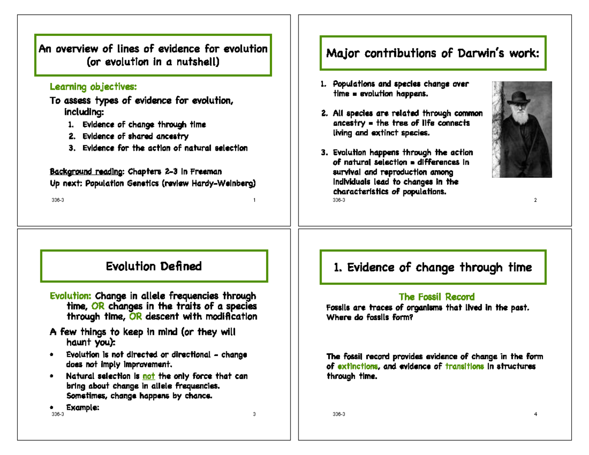 72 - Lecture notes 1-2 - 336 - 3 1 An overview of lines of evidence for ...