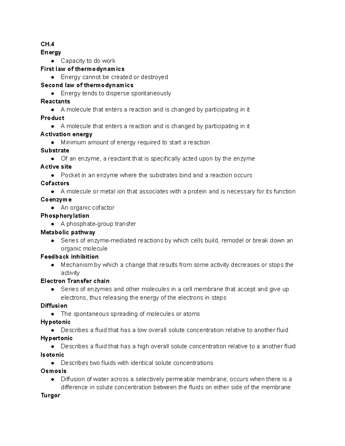 Ch. 4&5 - Chapter 3&5 lecture notes - CH Energy Capacity to do work ...