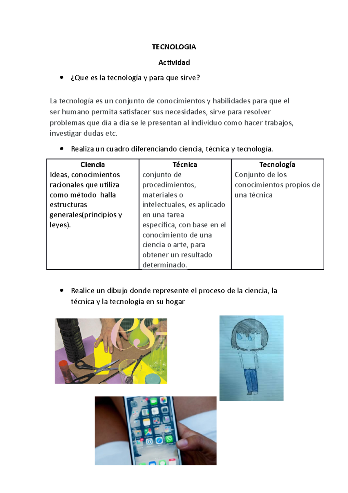 Tecnologia - edde - TECNOLOGIA Actividad ¿Que es la tecnología y para ...