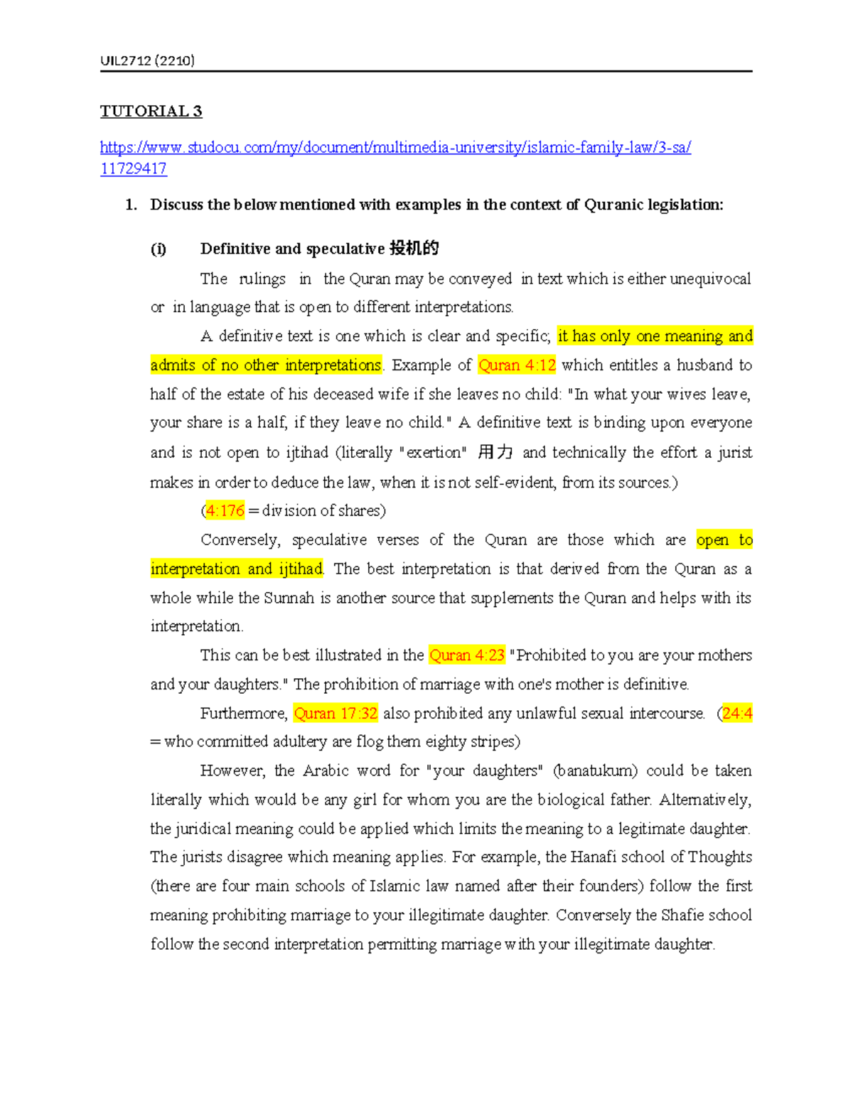 Tutorial Question 3 - Please use this at your own risk. - TUTORIAL 3 ...