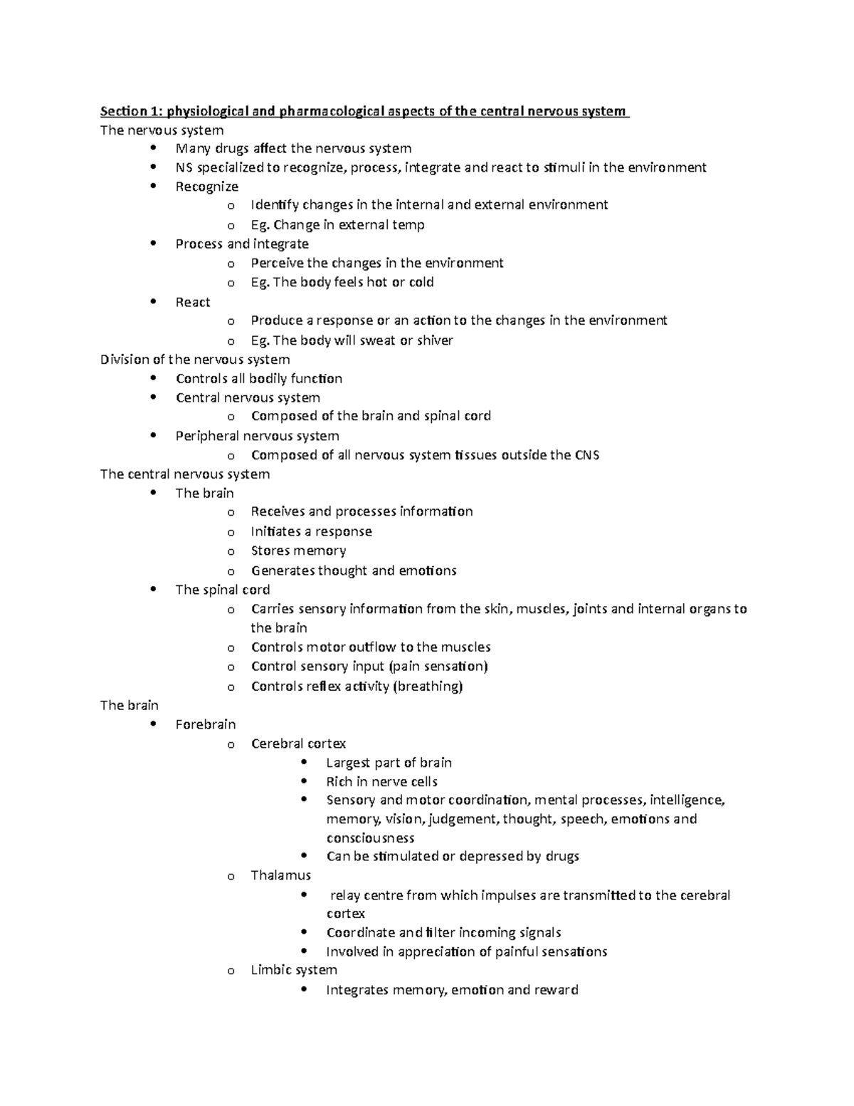 Module 2 section 1 - Secion 1: physiological and pharmacological ...