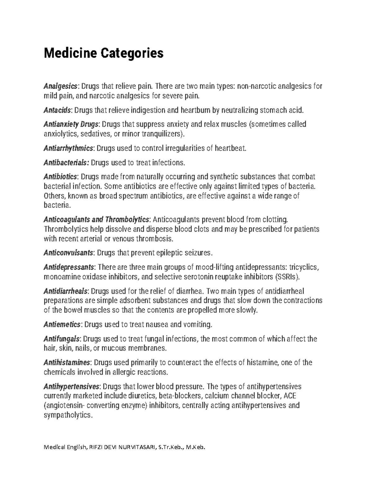 Medicine categories RDN - Medicine Categories Analgesics: Drugs that ...