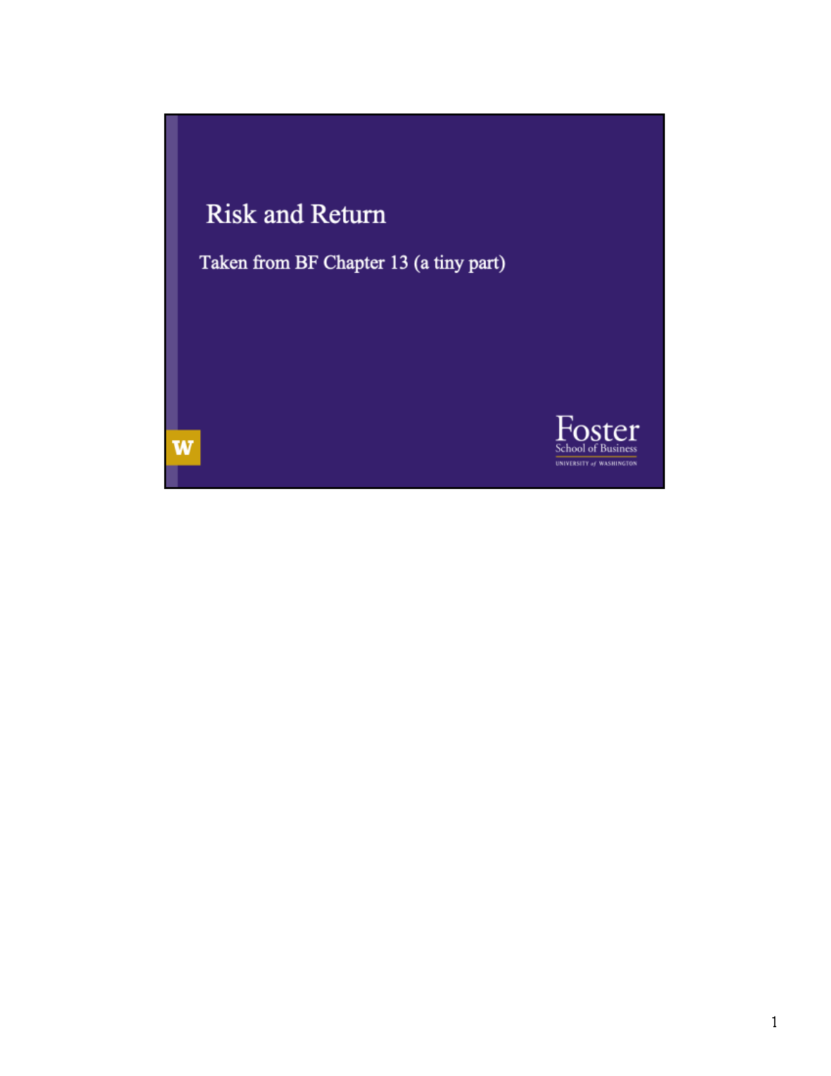 Risk and Return - Instructor: Tracey - Changes in multiple variables ...