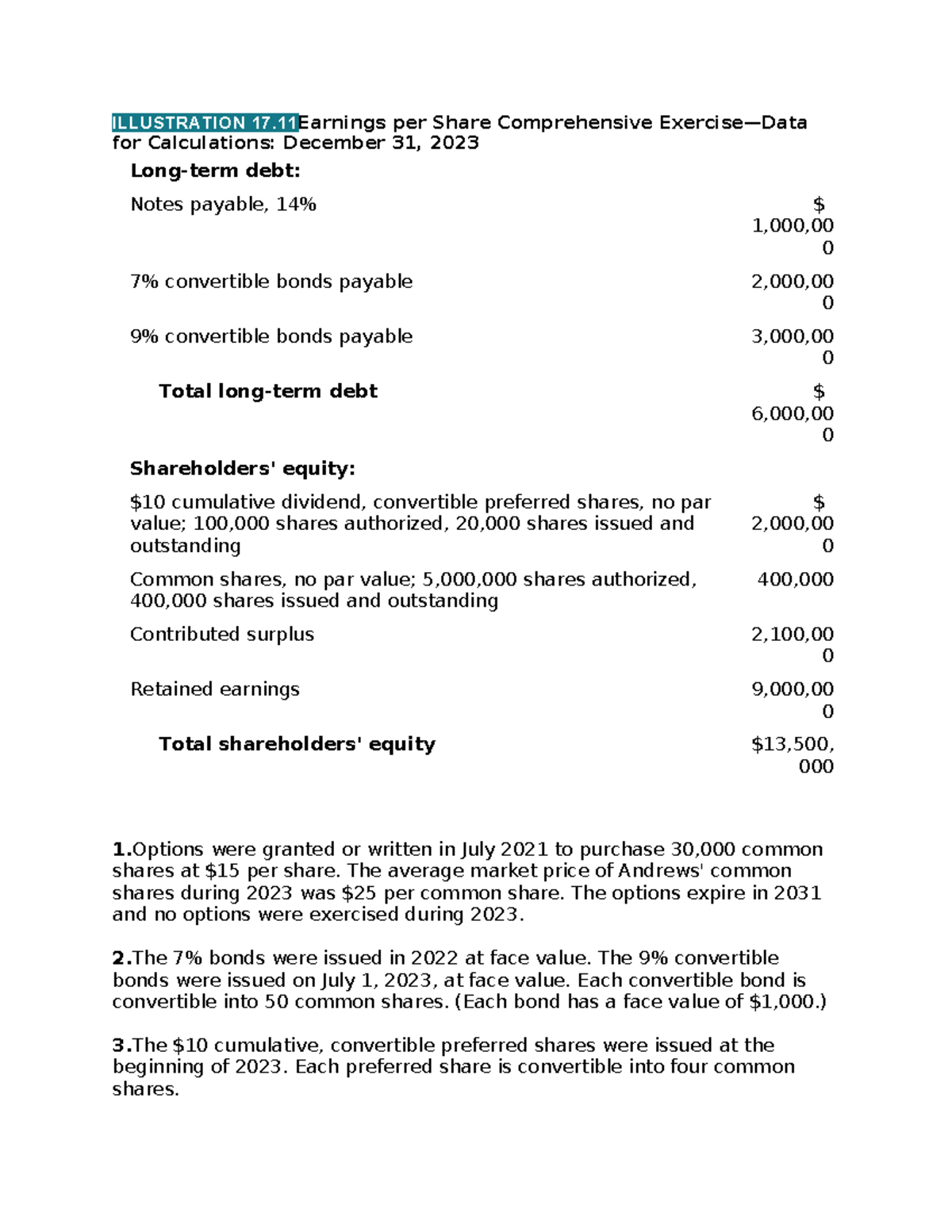 EPS Comprehensive Example Ch17 - ILLUSTRATION 17 per Share ...