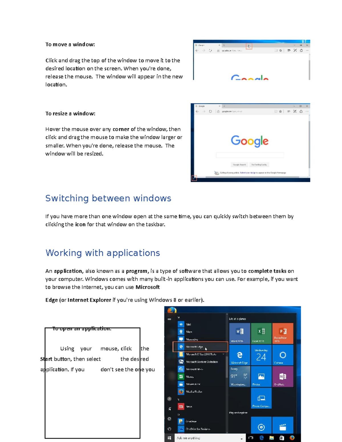 Advancecom Module 1 Lecture Notes For Advance Computer Application To Move A Window Click