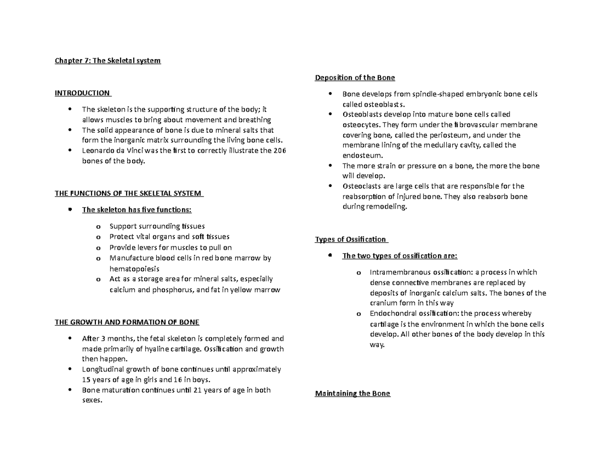 Anaphy-Chapter 7 - Summary outline of chapter 7; from Fundamentals of ...
