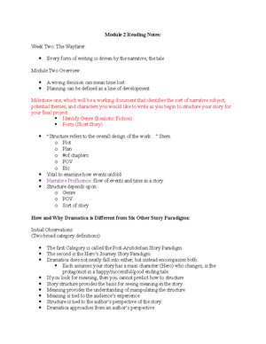 Module Three Notes - Module Three Notes: Overview: Characters play a ...