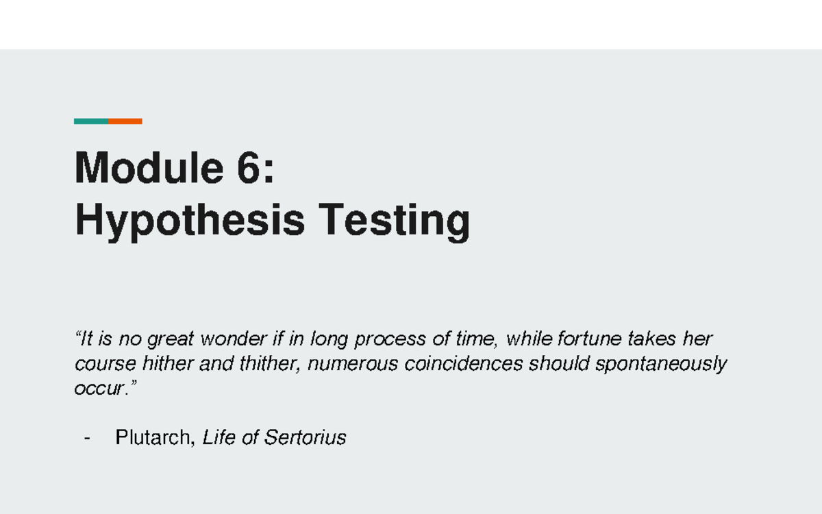 Module 6: Hypothesis Testing Overview - Studocu