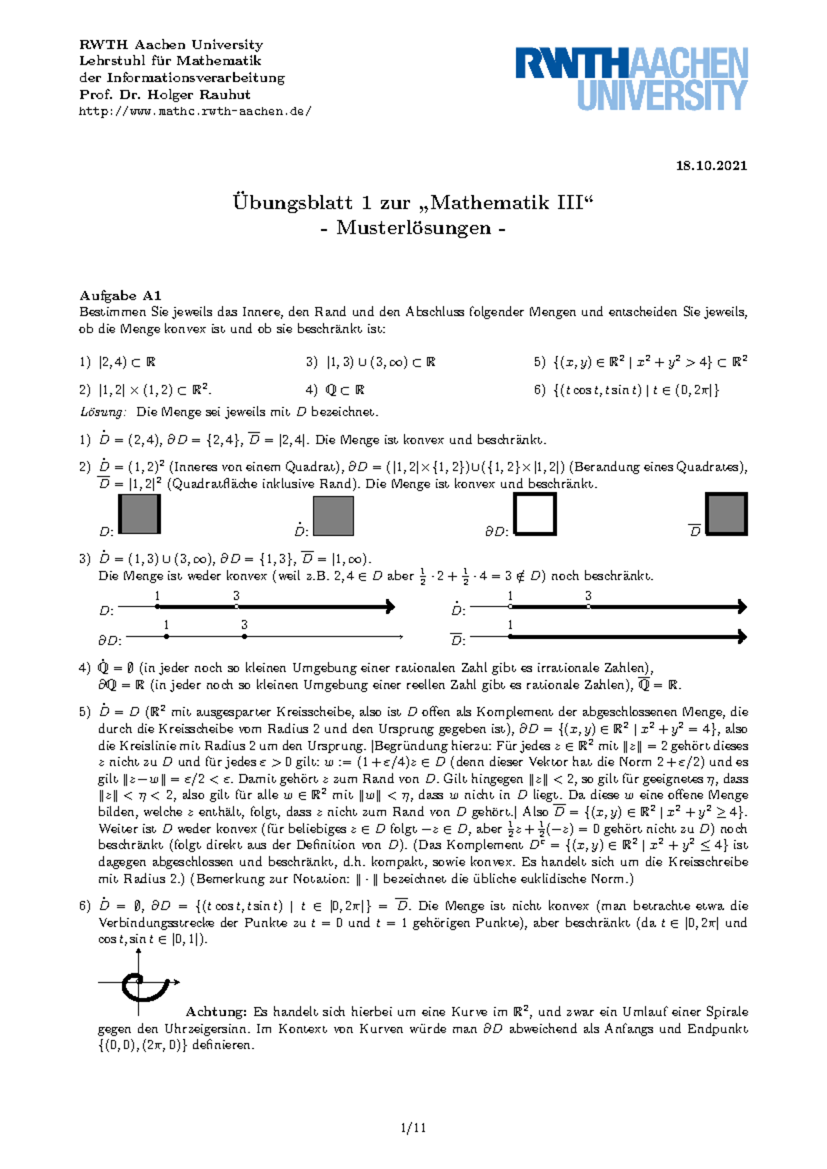 Uebungsblatt 1 Loesung gesamt - RWTH Aachen University Lehrstuhl f ̈ur ...