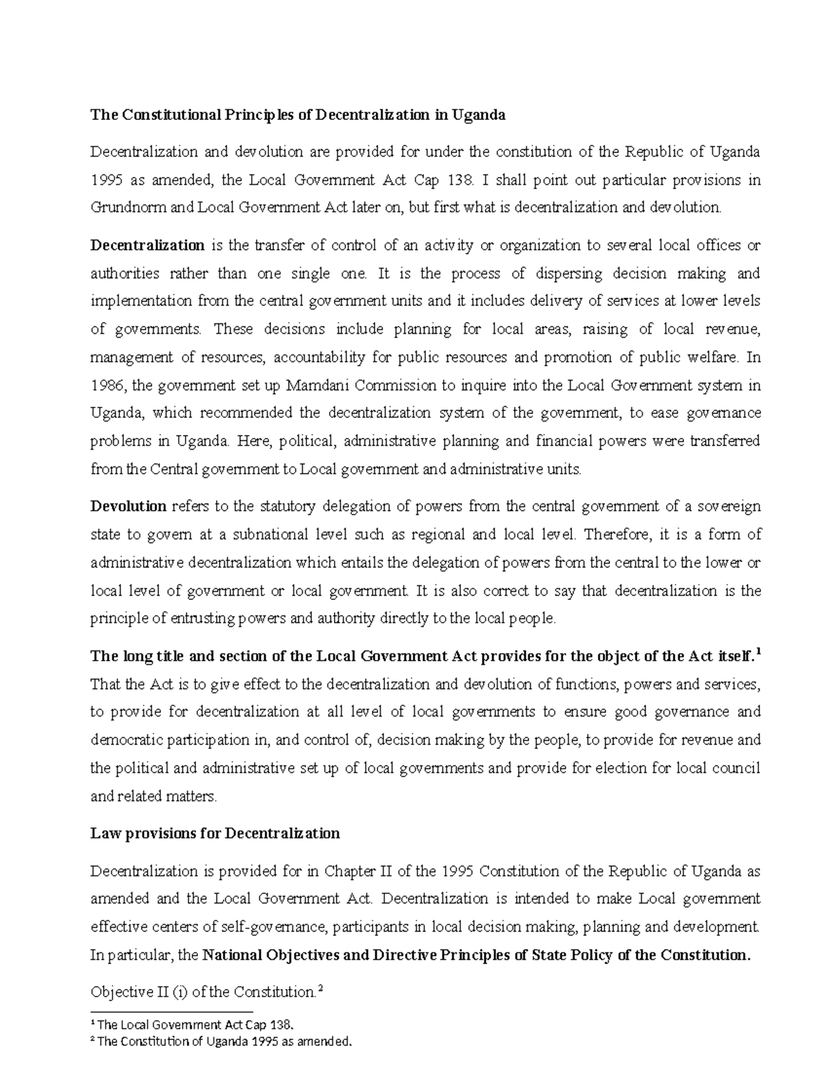 Constitutional Principle of Decentralization - I shall point out ...