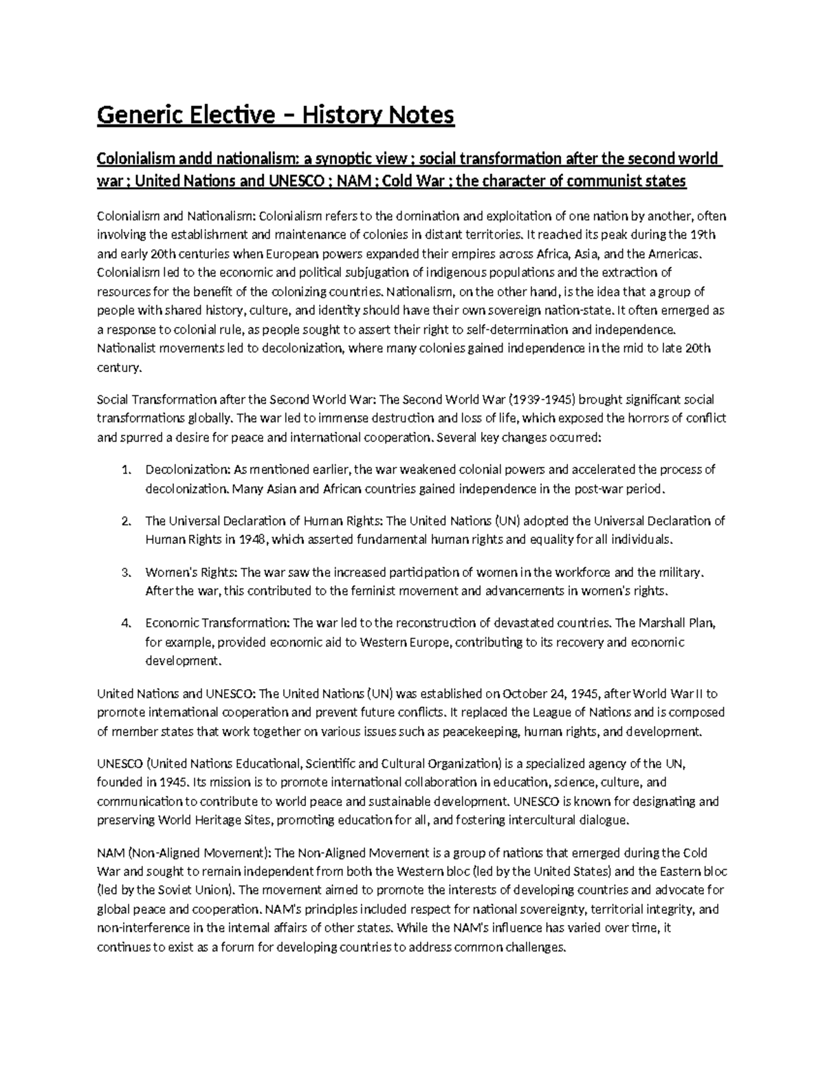 GE HIST Notes - Hshsh - Generic Elective – History Notes Colonialism ...
