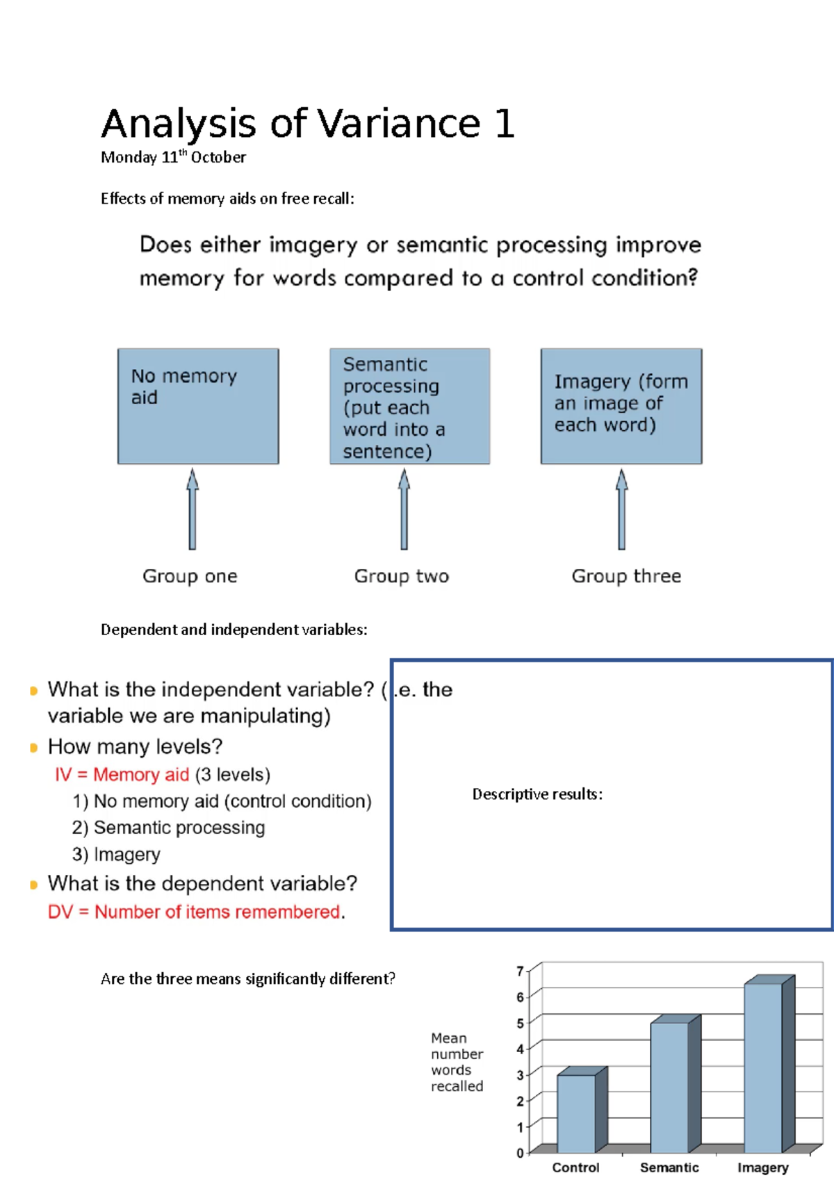 Analysis Of Variance 1 Rda Lecture Analysis Of Variance 1 Monday