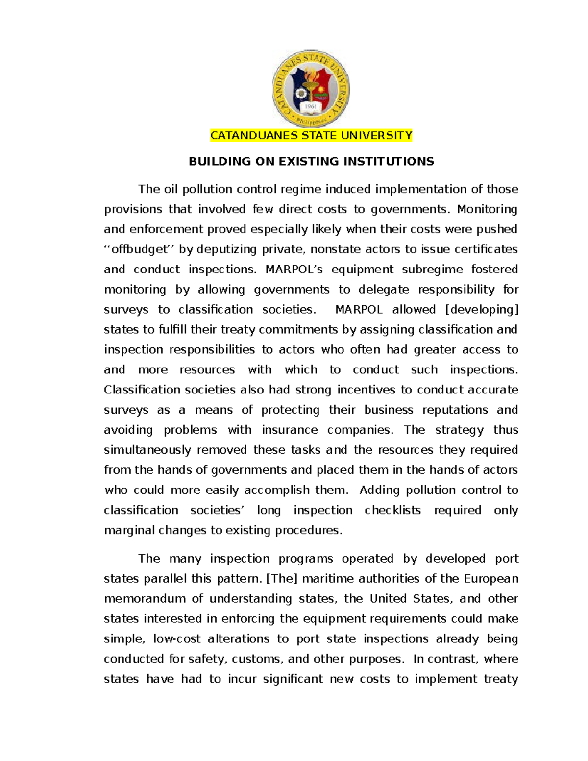 THE Building ON Existing Institutions - BUILDING ON EXISTING ...