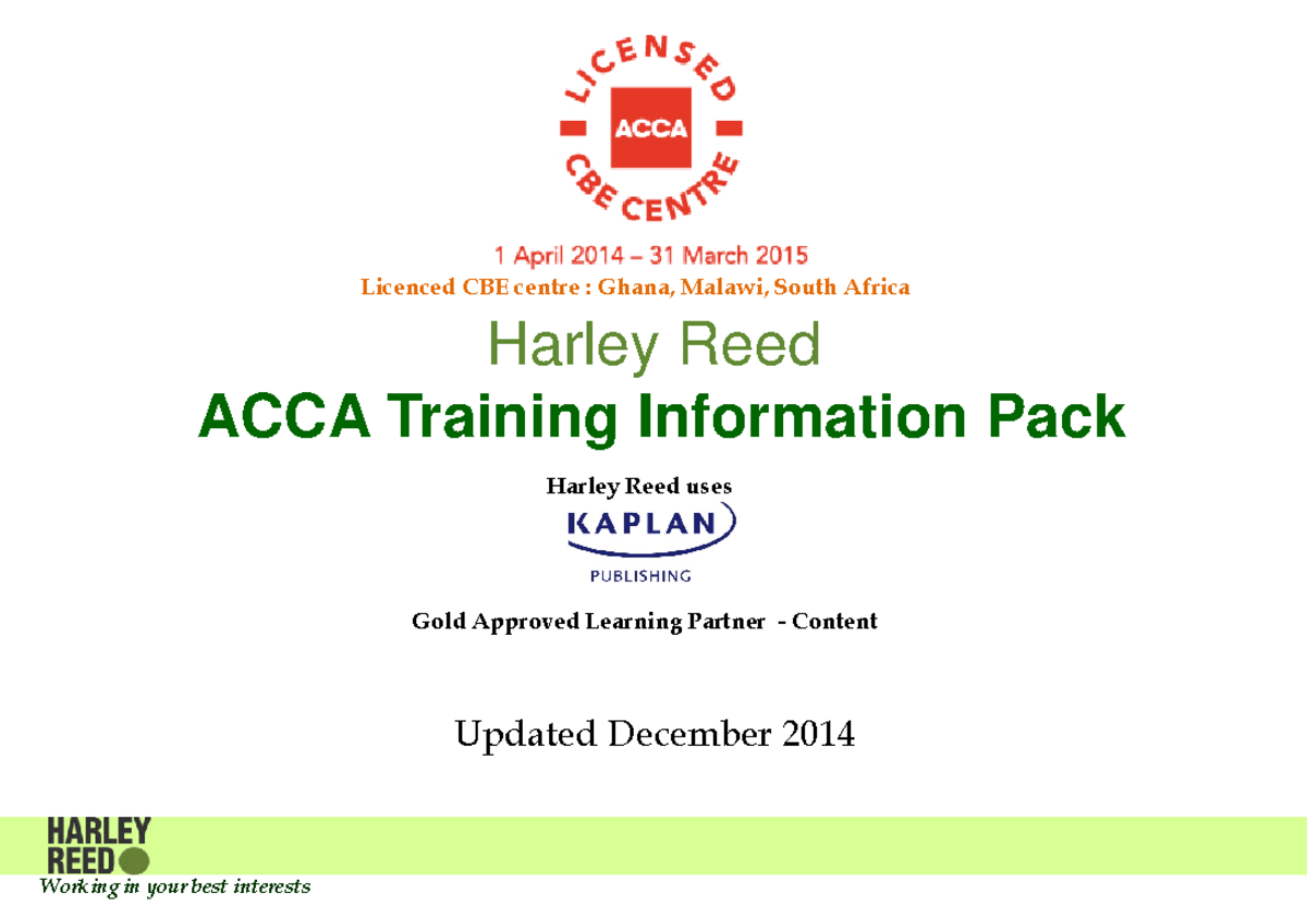 ACCA Student Information Pack 1214 - Licenced CBE centre : Ghana ...