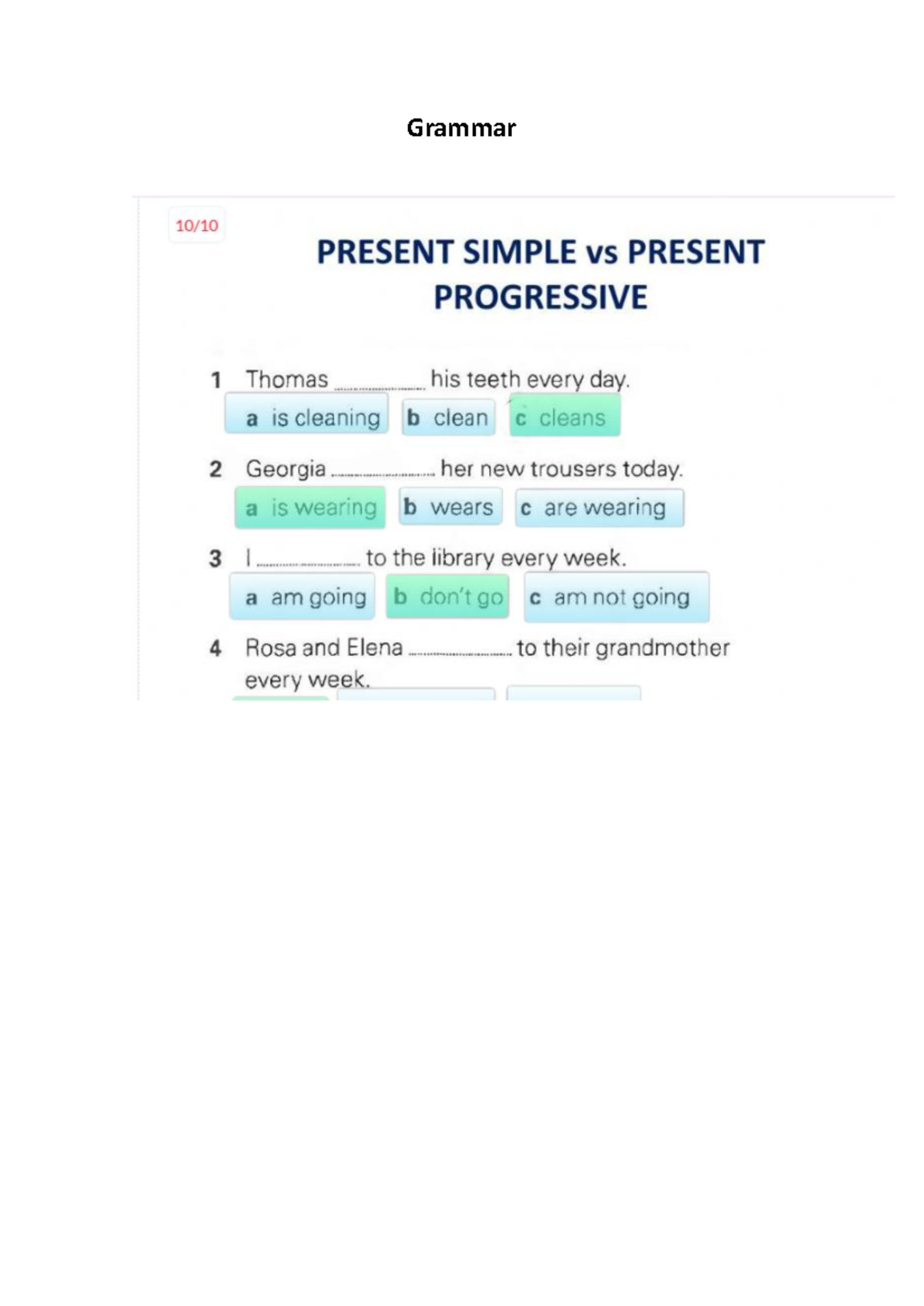 Grammar - informacion para realizar las practicas - Grammar PRESENT ...