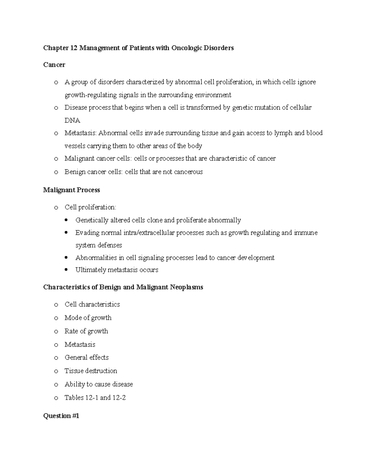 Ch.12 Cancer - Chapter 12 Management of Patients with Oncologic ...