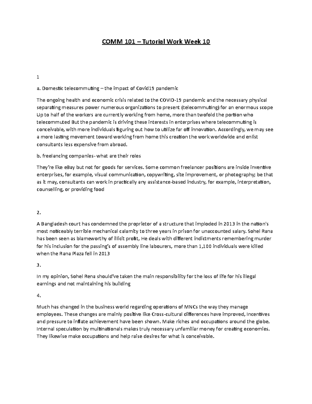 Week 10 - Tutorial Work Week 10 Spring - COMM 101 – Tutorial Work Week ...