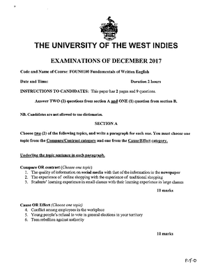 April-May 2017 Past Paper - THE UNIVERSITY OF THE WEST INDIES ...
