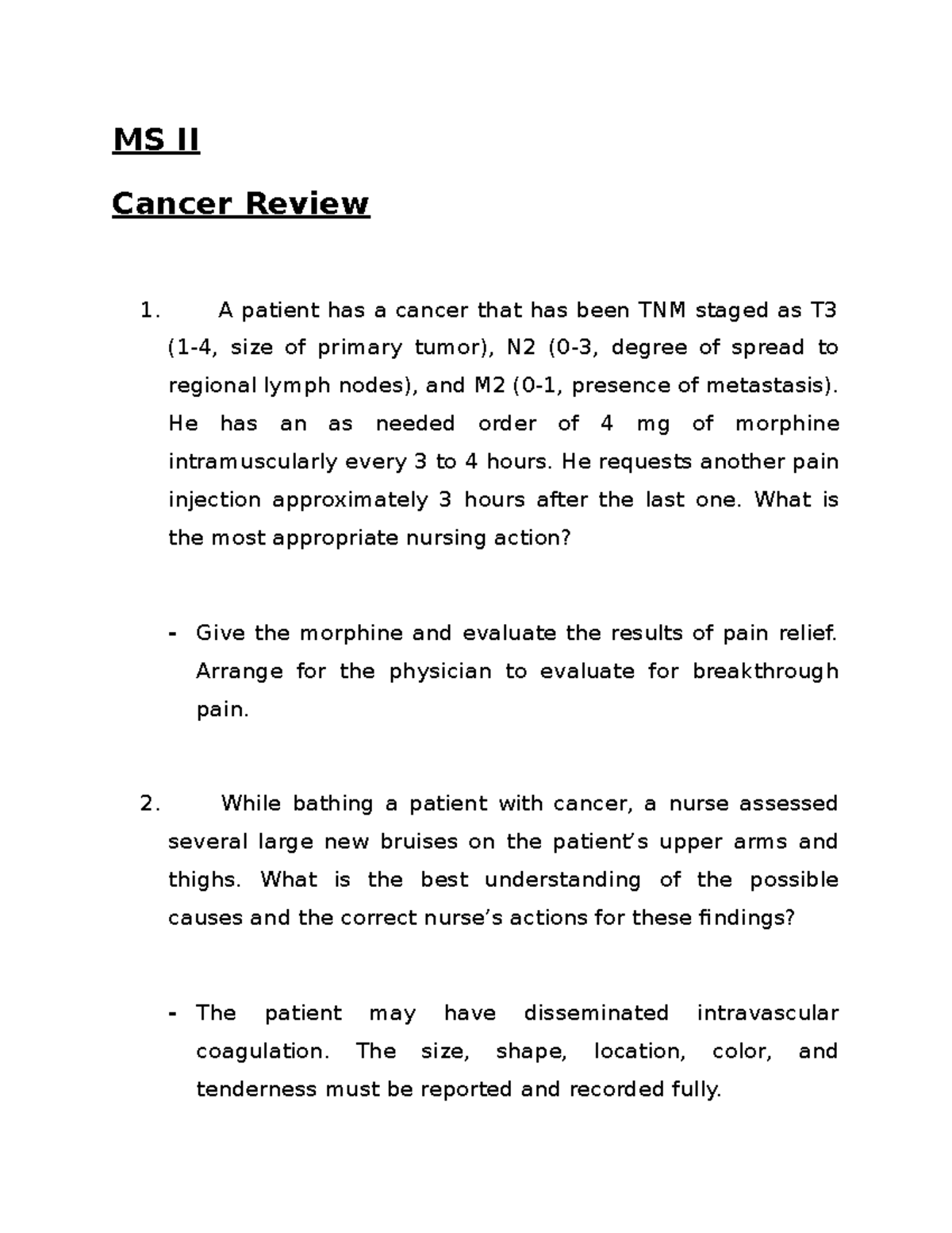 Cancer Review Sem 3 - MS II Cancer Review A patient has a cancer that ...