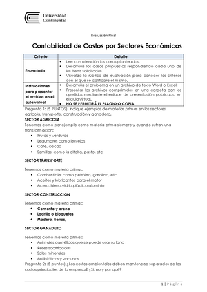 Evaluación Final Contabilidad de Costos por Sectores Económicos RUTH Vilca - Evaluación Final ...
