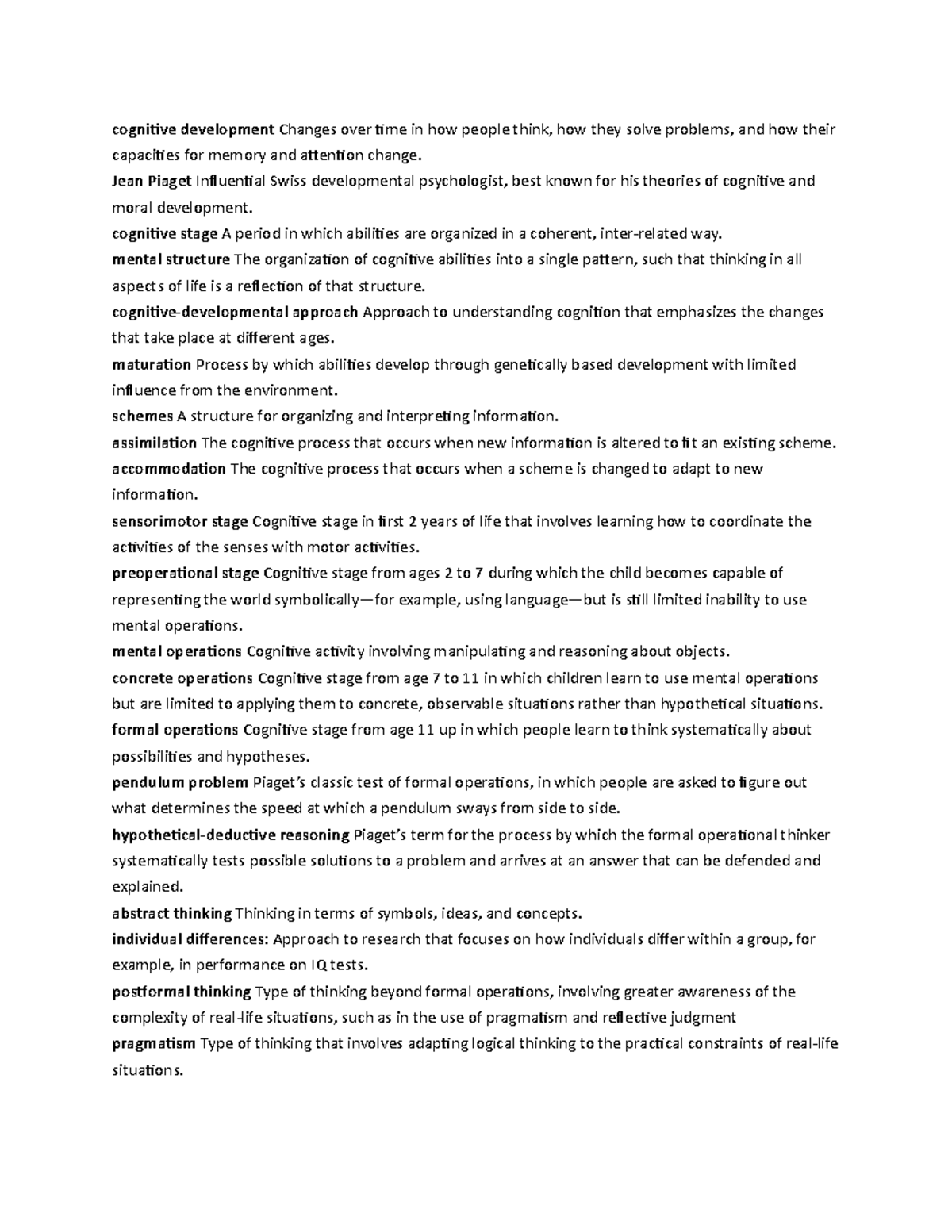 Lesson 3 - cognitive development Changes over time in how people think ...