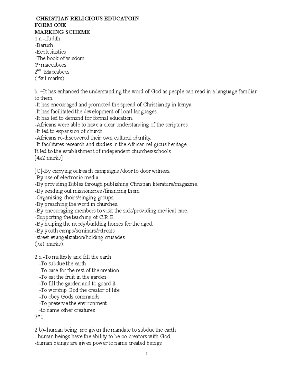 Cre-f1t3-1282021-022 ms - CHRISTIAN RELIGIOUS EDUCATOIN FORM ONE ...